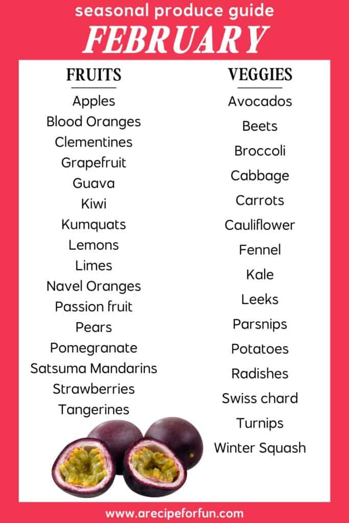 What is in Season in February? Winter Produce Guide - A Recipe For Fun