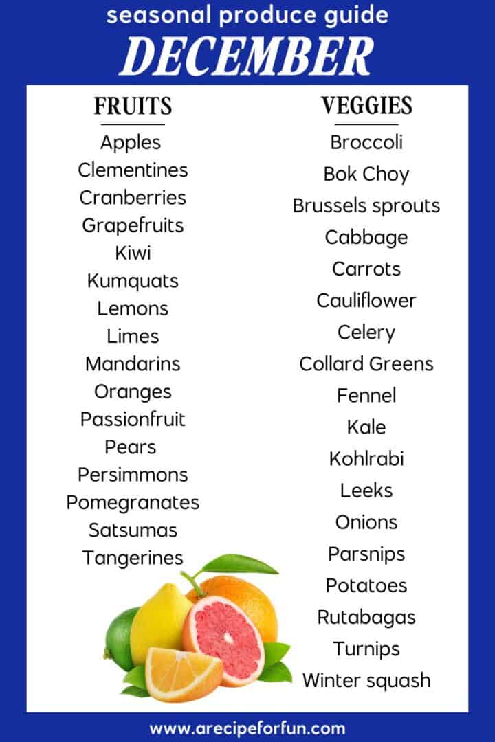 What is in Season in December? Winter Produce Guide - A Recipe For Fun