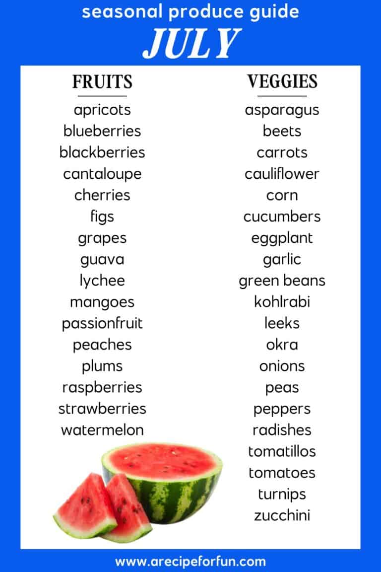 What is in Season in July? Summer Produce Guide - A Recipe For Fun