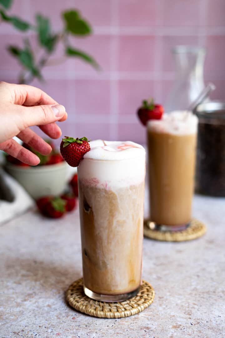 Iced Strawberry Latte (Coffee with Strawberry Syrup) - A Recipe For Fun