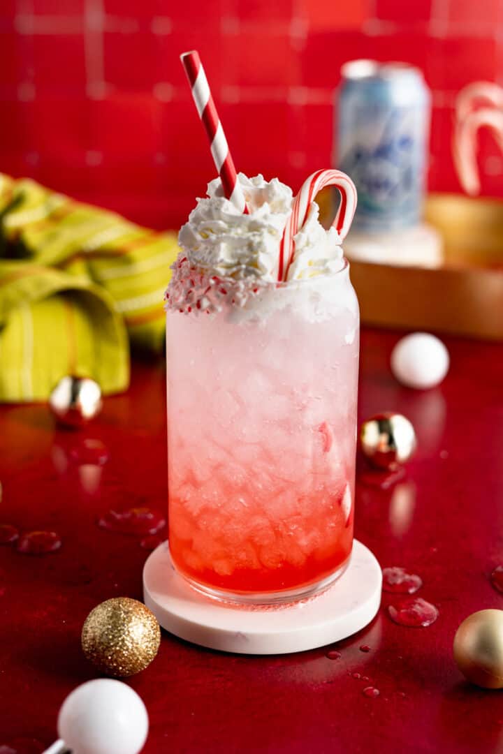 Candy Cane Soda (Peppermint Soda with Candy Cane Syrup)