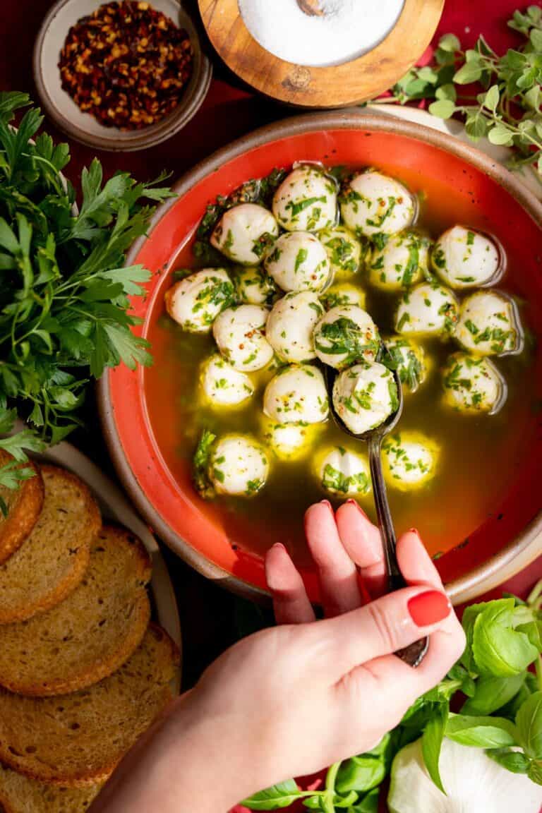 Italian Olive Oil and Fresh Herb Marinated Mozzarella Balls